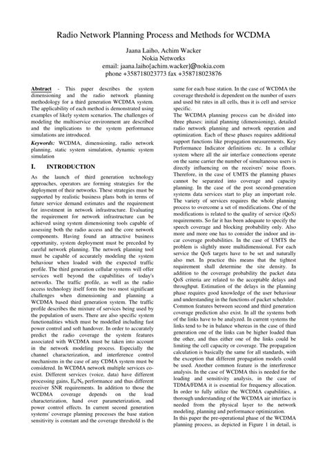 Pdf Radio Network Planning Process And Methods For Wcdma