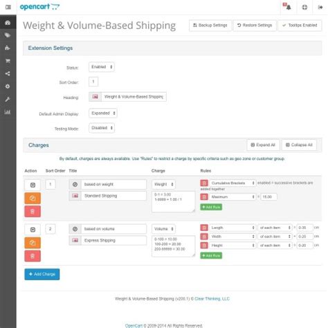 Opencart Weight And Volume Based Shipping