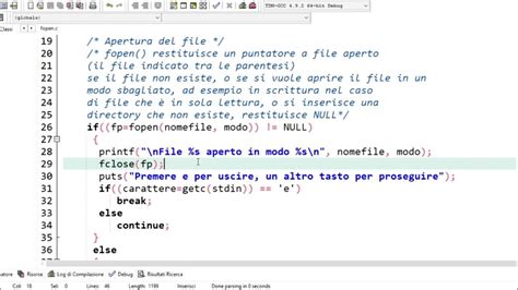 Linguaggio C Apertura Di Un File Con Fopen Youtube