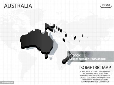 세계 지도 배경에 호주의 3d 지도 검정 벡터 현대 아이소메트릭 개념 인사말 카드 그림 Eps 10 호주에 대한 스톡 벡터 아트 및 기타 이미지 Istock