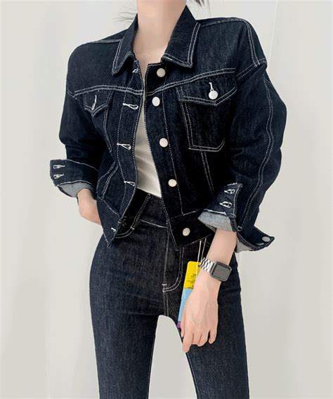 당일후드탈부착ㅇ 논페이드 크롭 데님 자켓 에이블리