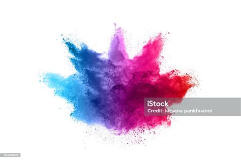 추상 분말은 배경 흰색 바탕에 화려한 분말 폭발 컬러 구름 다채로운 먼지가 폭발 합니다 홀리 페인트 0명에 대한 스톡 사진 및