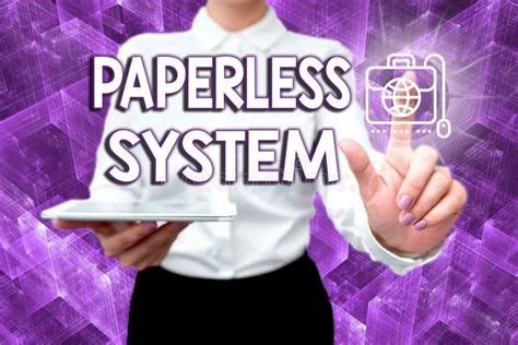 Sign Displaying Paperless System Concept Meaning Storage Or Communication Of Information In