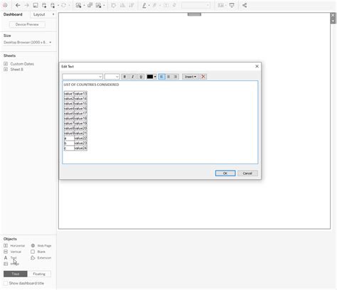 Recreate A Table Into The Text Box Tableau