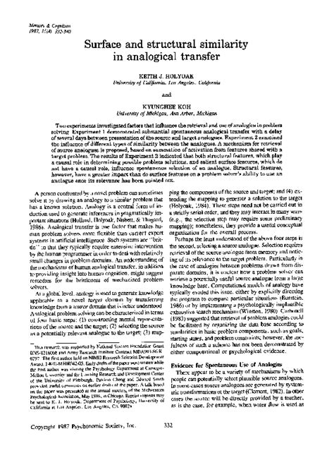 Pdf Surface And Structural Similarity In Analogical Transfer