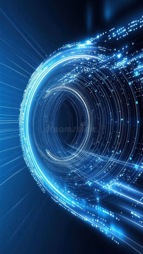 A Mesmerizing Vortex Of Blue Light Streaks And Digital Data Streams Swirls Intensely