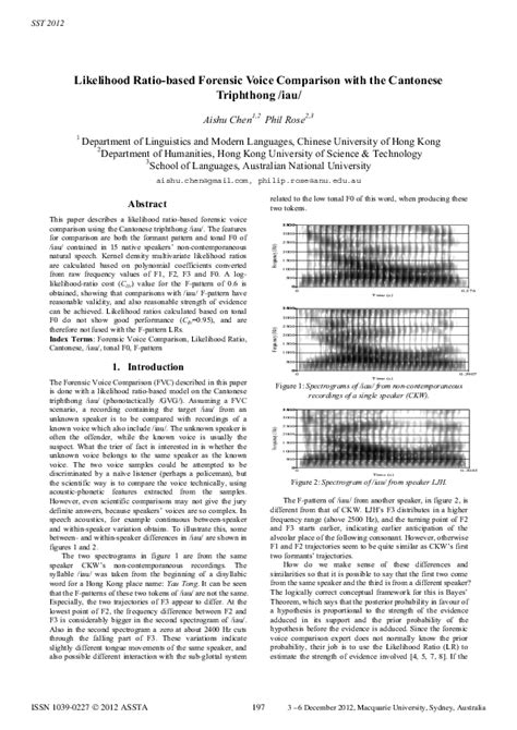 Pdf Likelihood Ratio Based Forensic Voice Comparison With The
