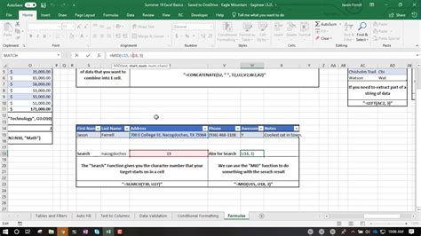 Basic Excel Formulas Youtube
