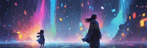 Binary Code Falling Like Rain Over A Dark Sleek Background Stock