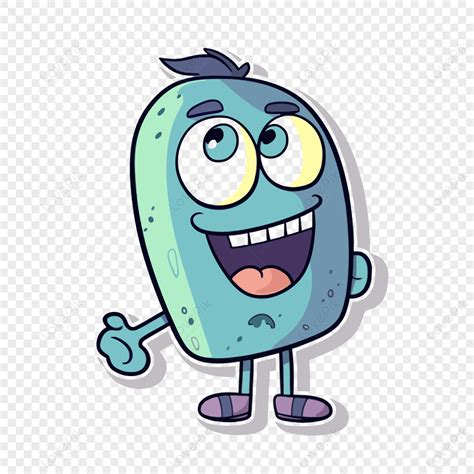 엄지 손가락으로 귀여운 파란색 박테리아 벡터만화상표 Png 일러스트 무료 다운로드 Lovepik