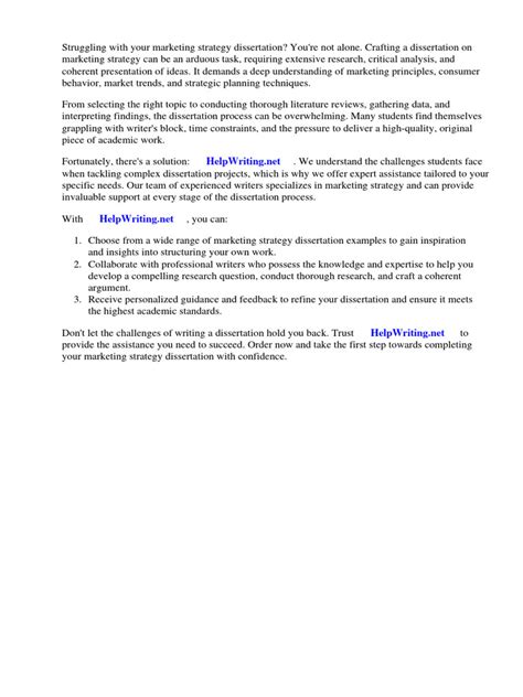 Marketing Strategy Dissertation Examples Pdf Marketing Marketing Strategy