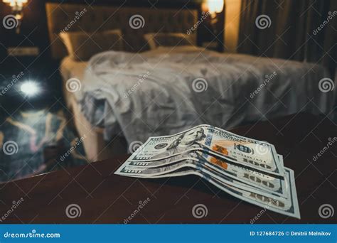 Room Tip Bed And Money To Symbolize The Cost Of Sex Paid Love The Prostitute Payment For The