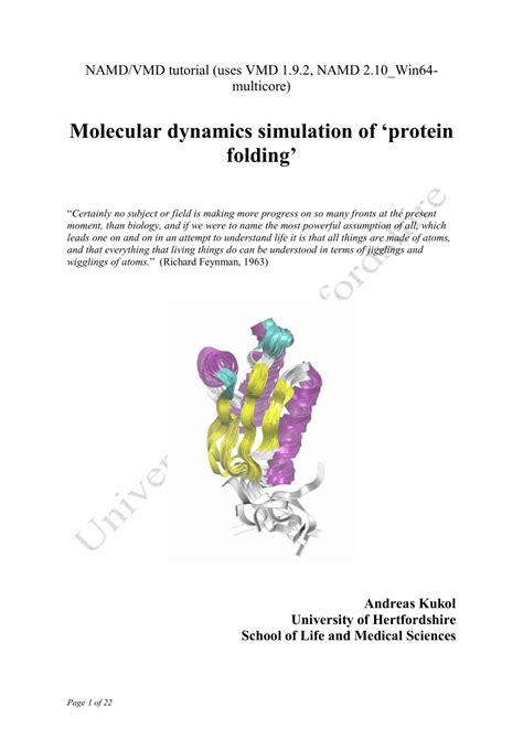 Pdf Namd Vmd Tutorial