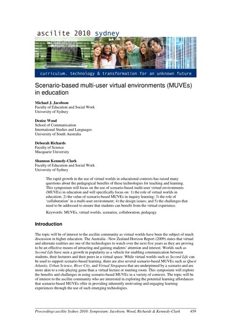 Pdf Scenario Based Multi User Virtual Environments Muves In Education