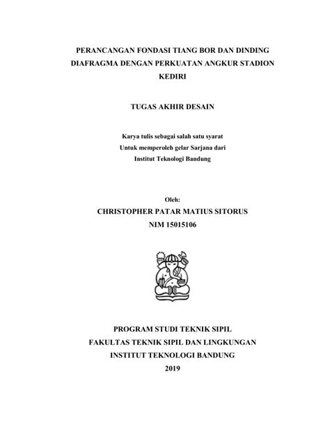 Ta Christopher Patar Matius Sitorus 15015106 Stadion Kediri