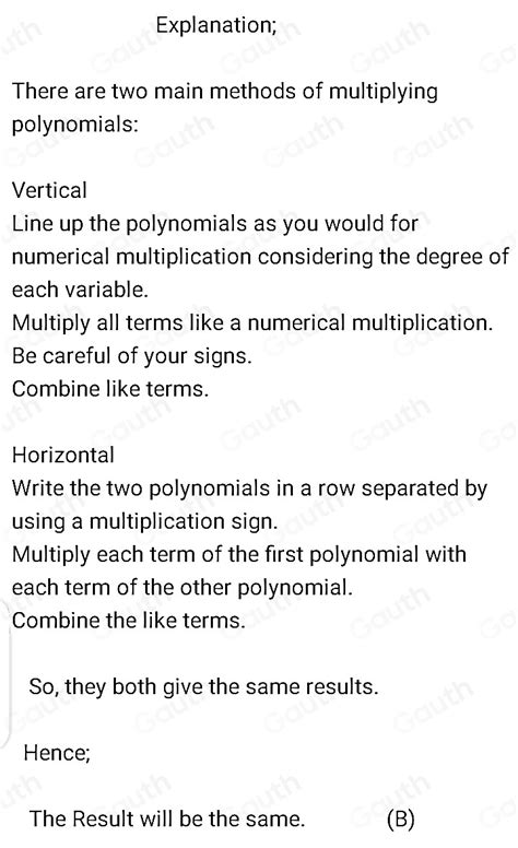Solved 1 When Comparing The Results Of Multiplying Polynomials Using