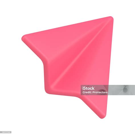 핑크 페이퍼 플레인 3d 아이소메트릭 아이콘 벡터 일러스트레이션 3차원 형태에 대한 스톡 벡터 아트 및 기타 이미지 3차원 형태 날기 누름 버튼 Istock