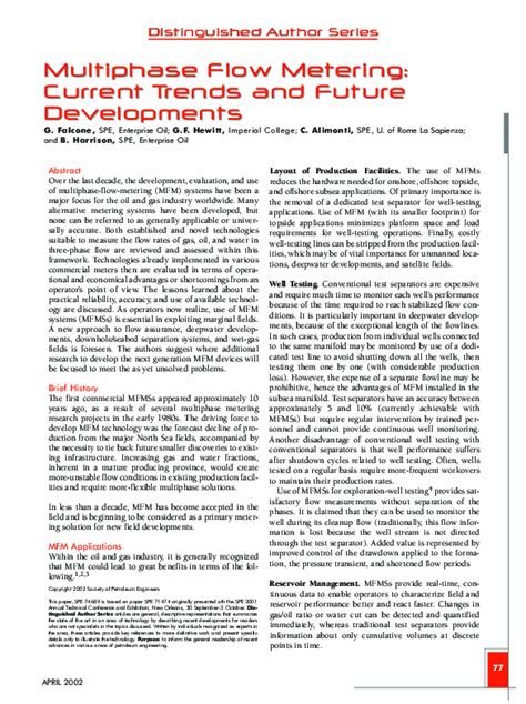 Pdf Multiphase Flow Metering Current Trends And Future Developments