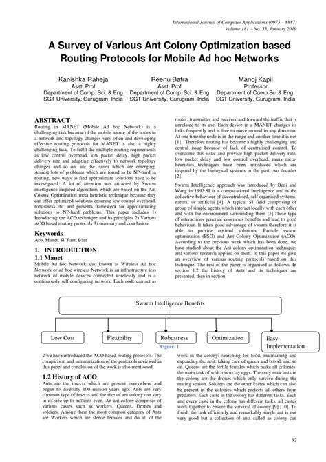 Pdf A Survey Of Various Ant Colony Optimization Based Routing Protocols For Mobile Ad Hoc Networks