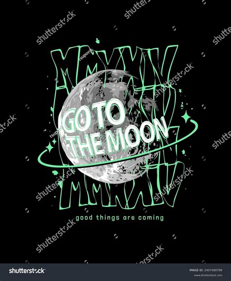 Go Moon Slogan Lunar Eclipse Vector Stock Vector Royalty Free 2407400799 Shutterstock