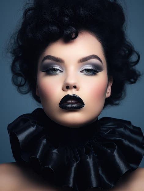 A Woman With Black Lips And Black Lipstick Premium Ai Generated Image