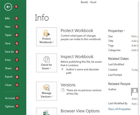 Backstage View Excel 2013 W3resource