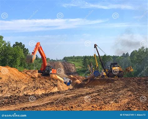 Gas Pipeline Laying Stock Image Image Of Blue Gasprom 97663749
