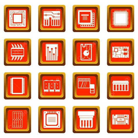 Computer Web Design Vector Art Png Computer Chips Icons Set In Orange