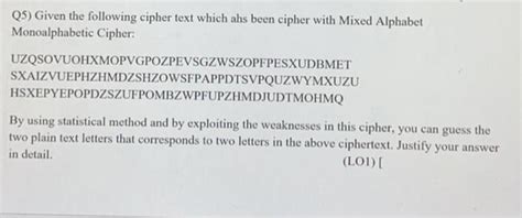 Solved Q Given The Following Cipher Text Which Ahs Been Chegg