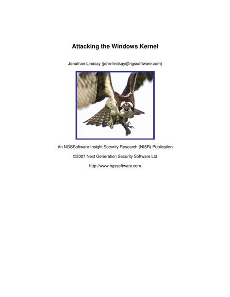 Pdf Attacking The Windows Kernel Black Hat Dokumen Tips