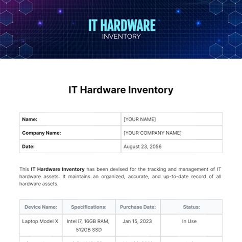 Free It Hardware Inventory Template To Edit Online