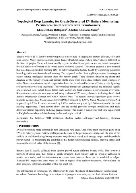 Pdf Topological Deep Learning For Graph Structured Ev Battery Monitoring Persistence Based
