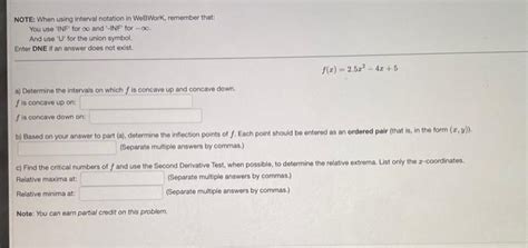 Solved Note When Using Interval Notation In Webwork