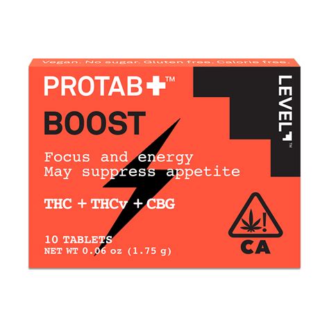 Buy Level Protab Boost 10pk 200mg D9 Thc70mg Thcv30mg Cbg20mg