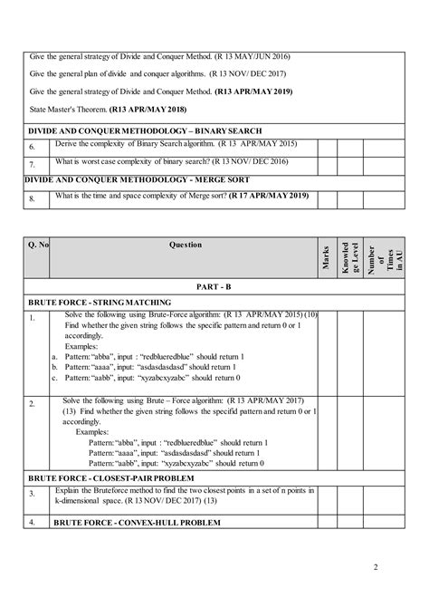2 Cs8451 Daa Anna Univ Question Bank Unit 2 Doc
