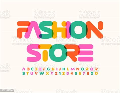 벡터 비즈니스 로고 패션 스토어 밝은 예술 알파벳 문자 및 숫자 세트 Fashion Show에 대한 스톡 벡터 아트 및 기타 이미지 Fashion Show 고객