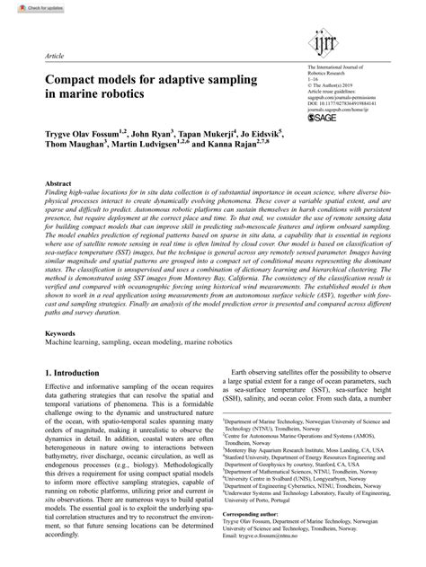 Pdf Compact Models For Adaptive Sampling In Marine Robotics