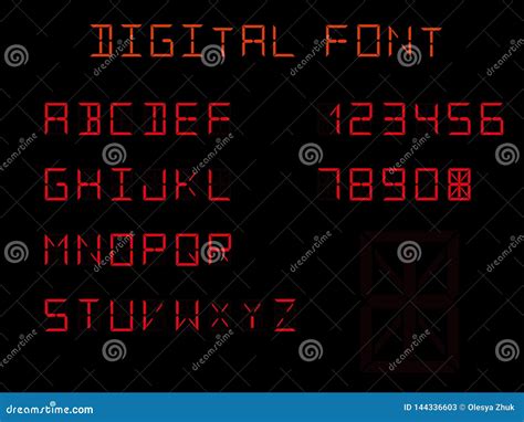 Fourteen Segment LED Display Font Cartoon Vector CartoonDealer Com