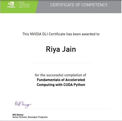 Riya Jain On Linkedin Hey Guysim Happy To Share That Ive Successfully Completed The Nvidia