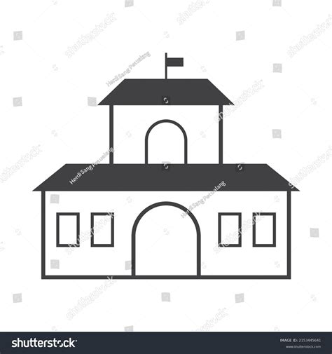 School Building Icon White Background Illustration Stock Vector Royalty Free 2153445641