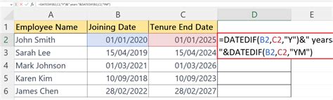 How To Calculate Tenure In Years And Months In Microsoft Excel SpreadCheaters