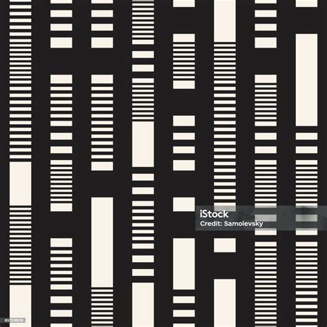Black And White Dashed Lines Pattern Modern Abstract Vector Seamless Background Stock