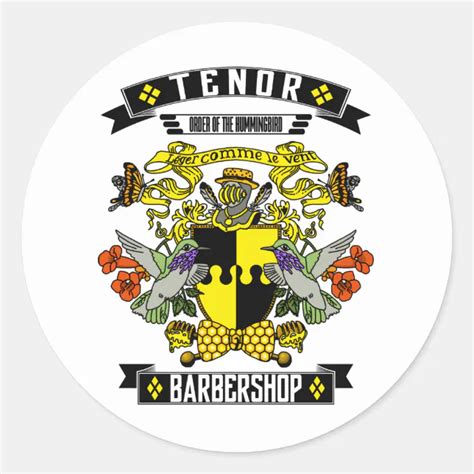 Barbershop Tenor Coat Of Arms Classic Round Sticker Zazzle