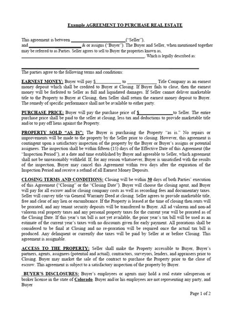 Example Assignable Purchase Agreement Download Free Pdf Sales Taxes