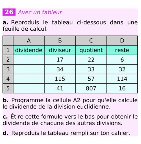 Nombres Entiers 2 Division Euclidienne Exercice N°26 Avec Un