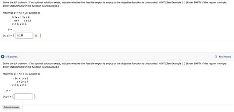 Solved Solve The LP Problem If No Optimal Solution Exists Chegg Com