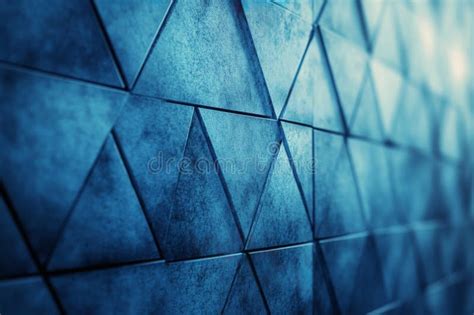 Blue Geometric Patterns On Textured Wall Create An Artistic Modern Design With Triangular Shapes