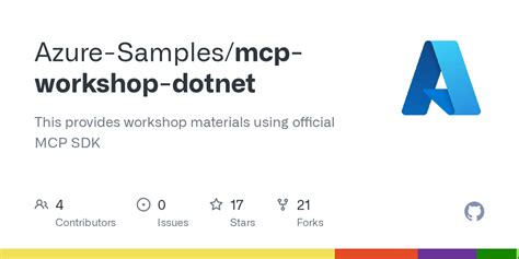 Mcp Workshop Dotnetdocs00 Setupmd At Main · Azure Samplesmcp Workshop Dotnet · Github