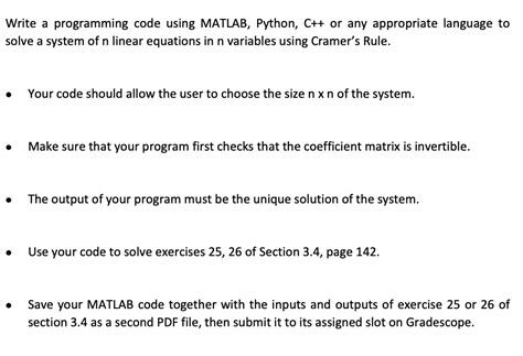solved write a programming code using matlab python c or