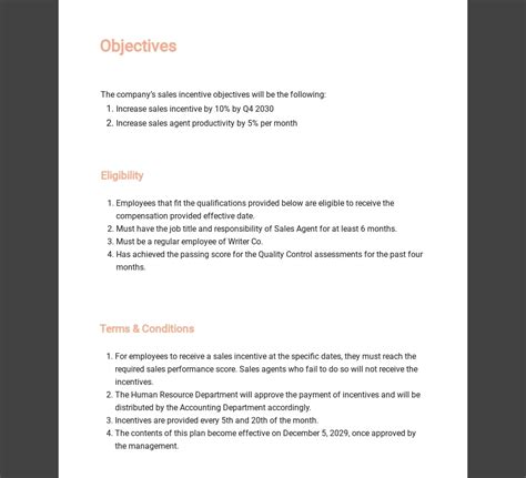 Sales Incentive Program Template